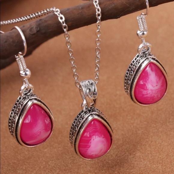 Jewelry | 3pcs Pink Water Drop Jewelry Set | Poshmark